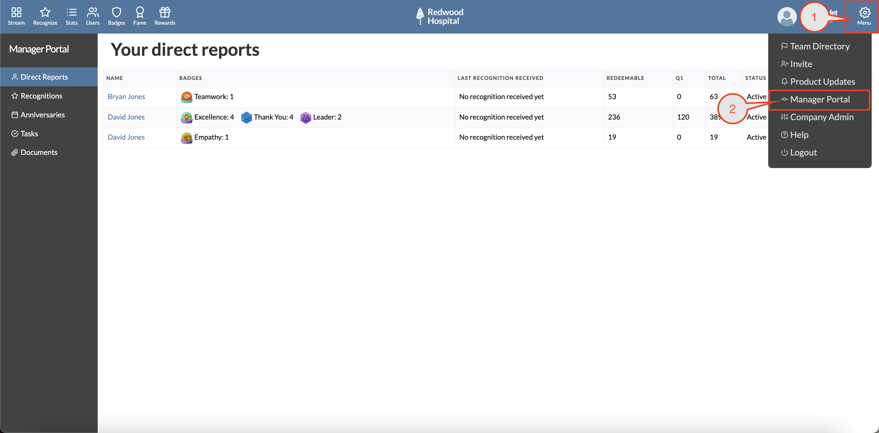 Exploring the Manager Portal – Recognize