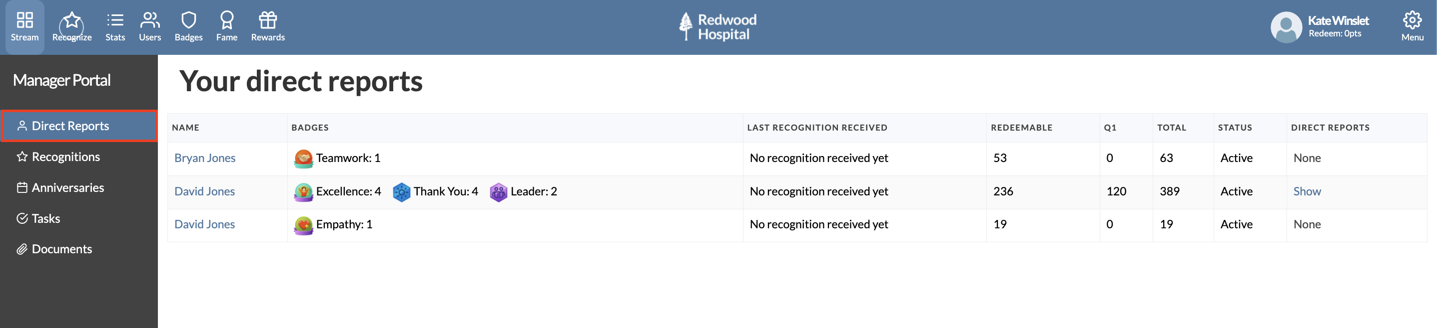 Exploring the Manager Portal – Recognize