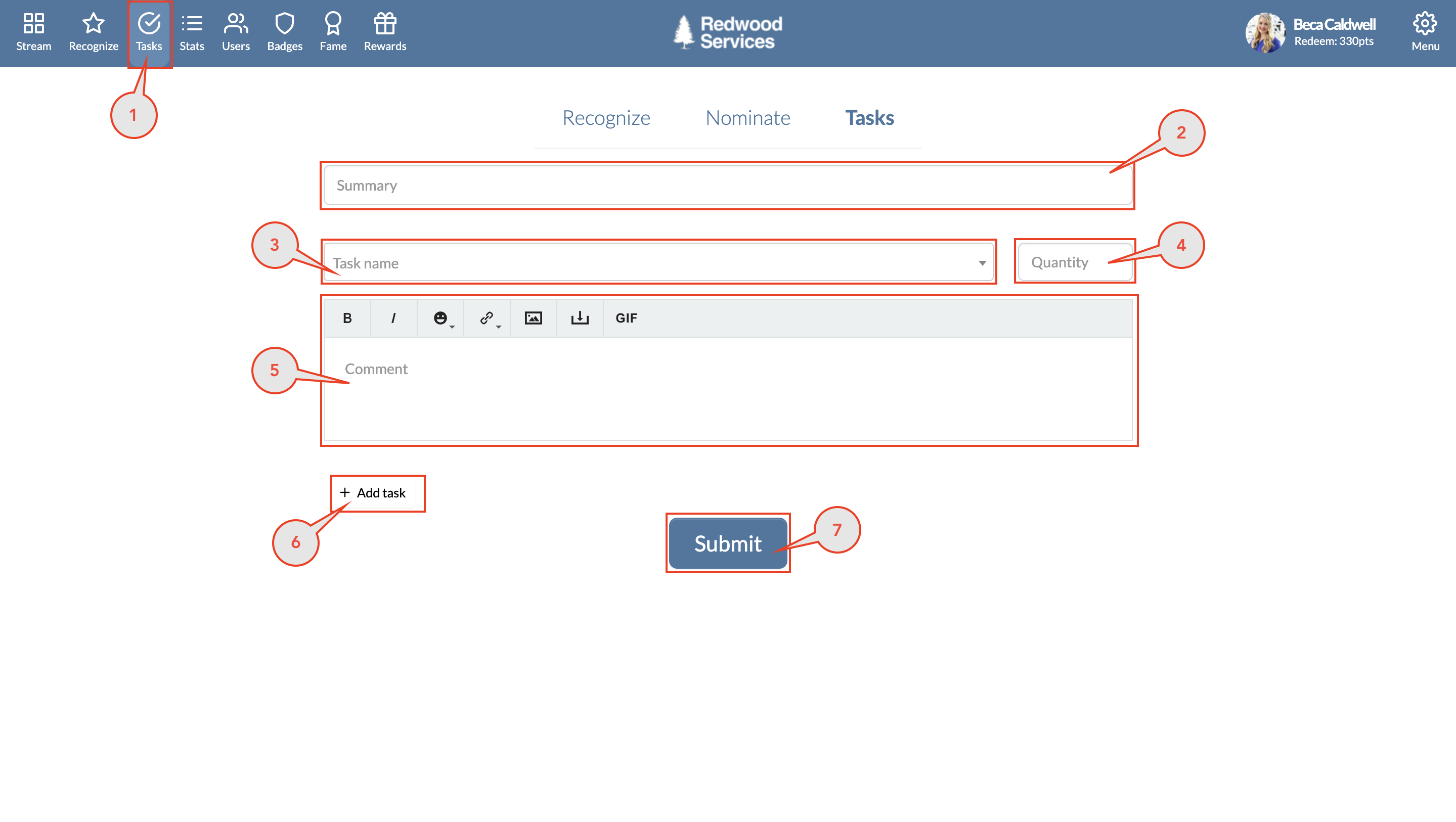 Submitting & Viewing Submitted Tasks as a General User – Recognize