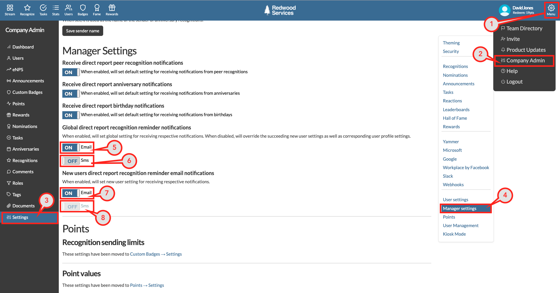 Manager Recognition Reminder Notifications – Recognize