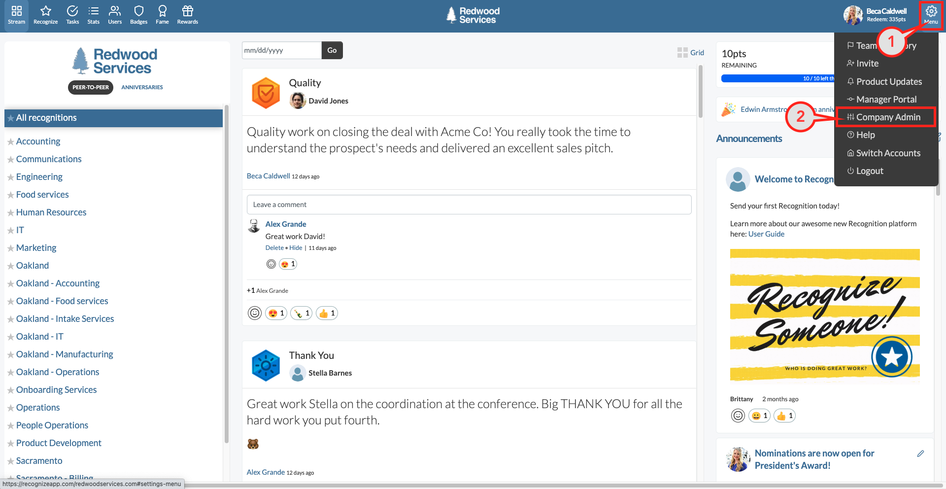 Understanding the Company Admin Portal – Recognize