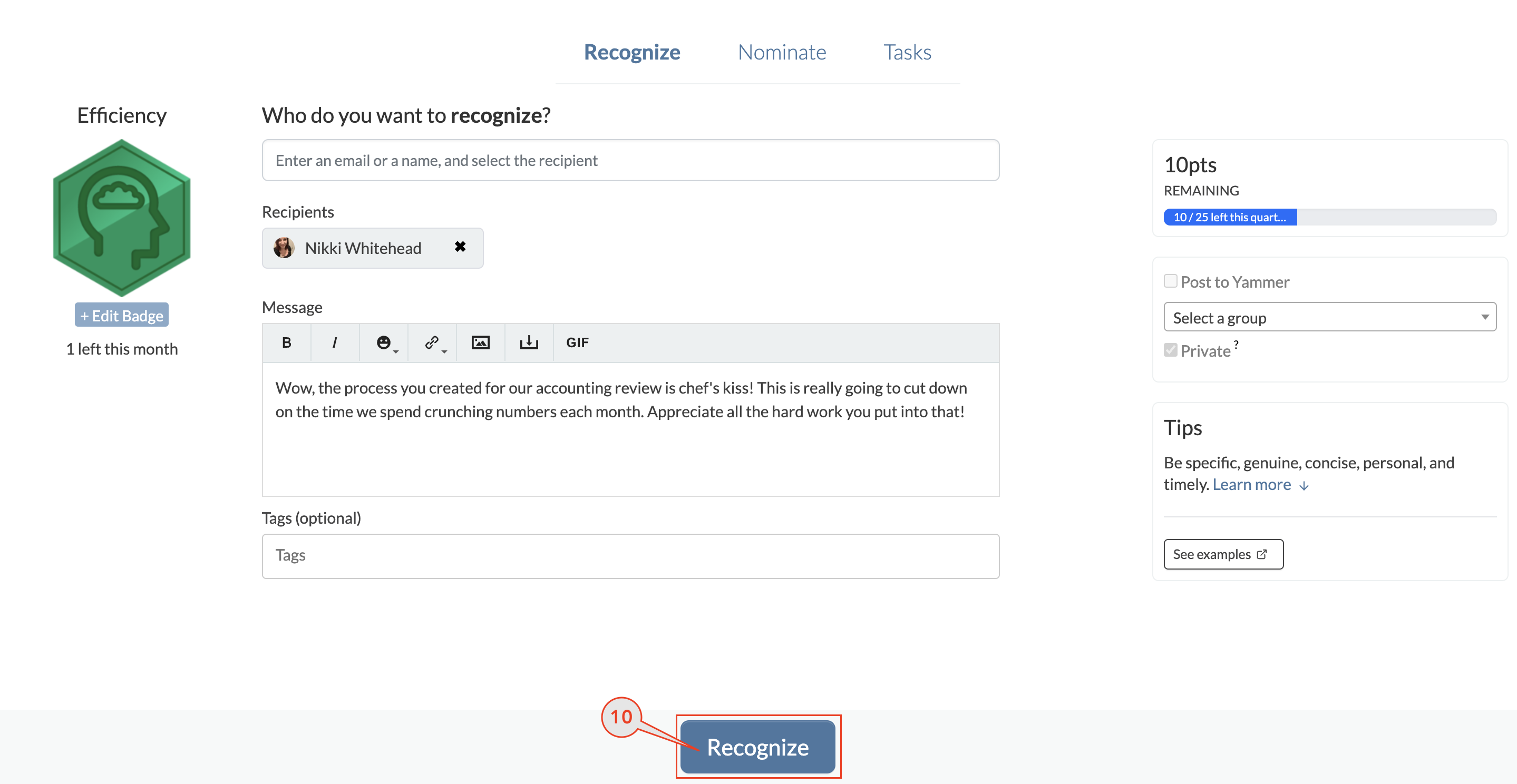 Recognitions: Step-by-Step Instructions – Recognize