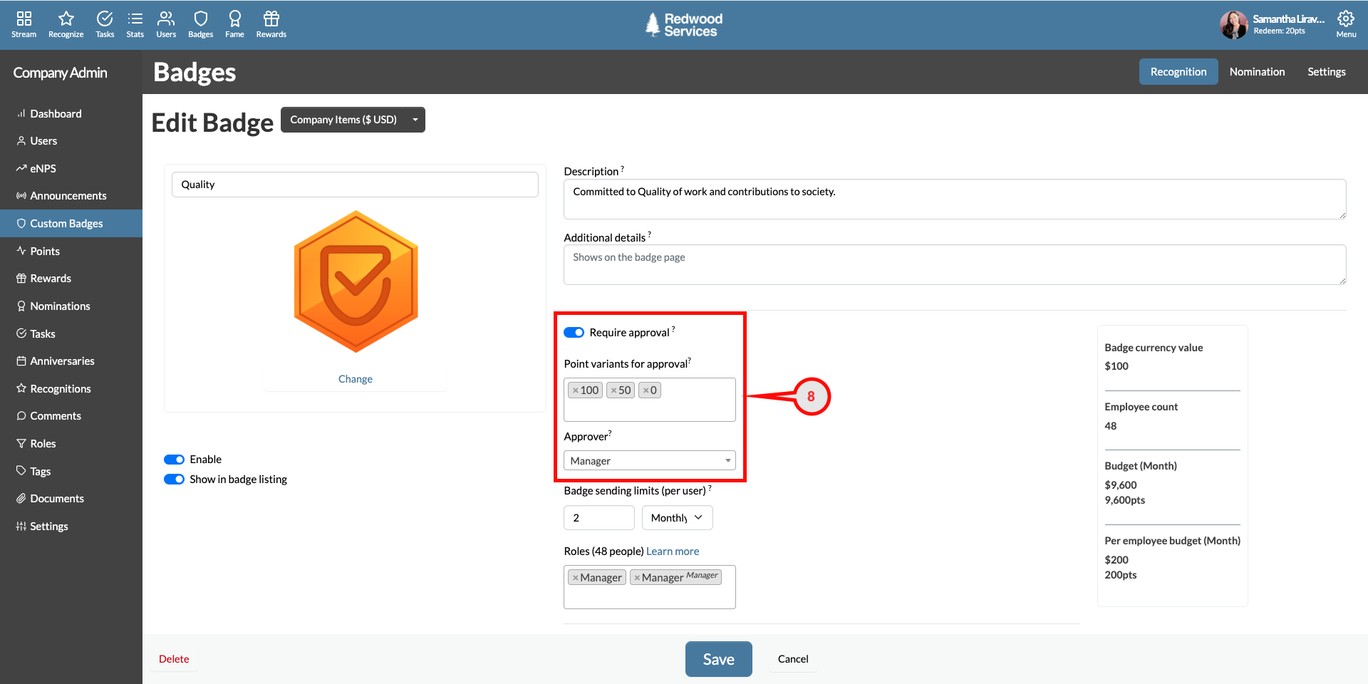Badges: Step-by-Step Instructions – Recognize