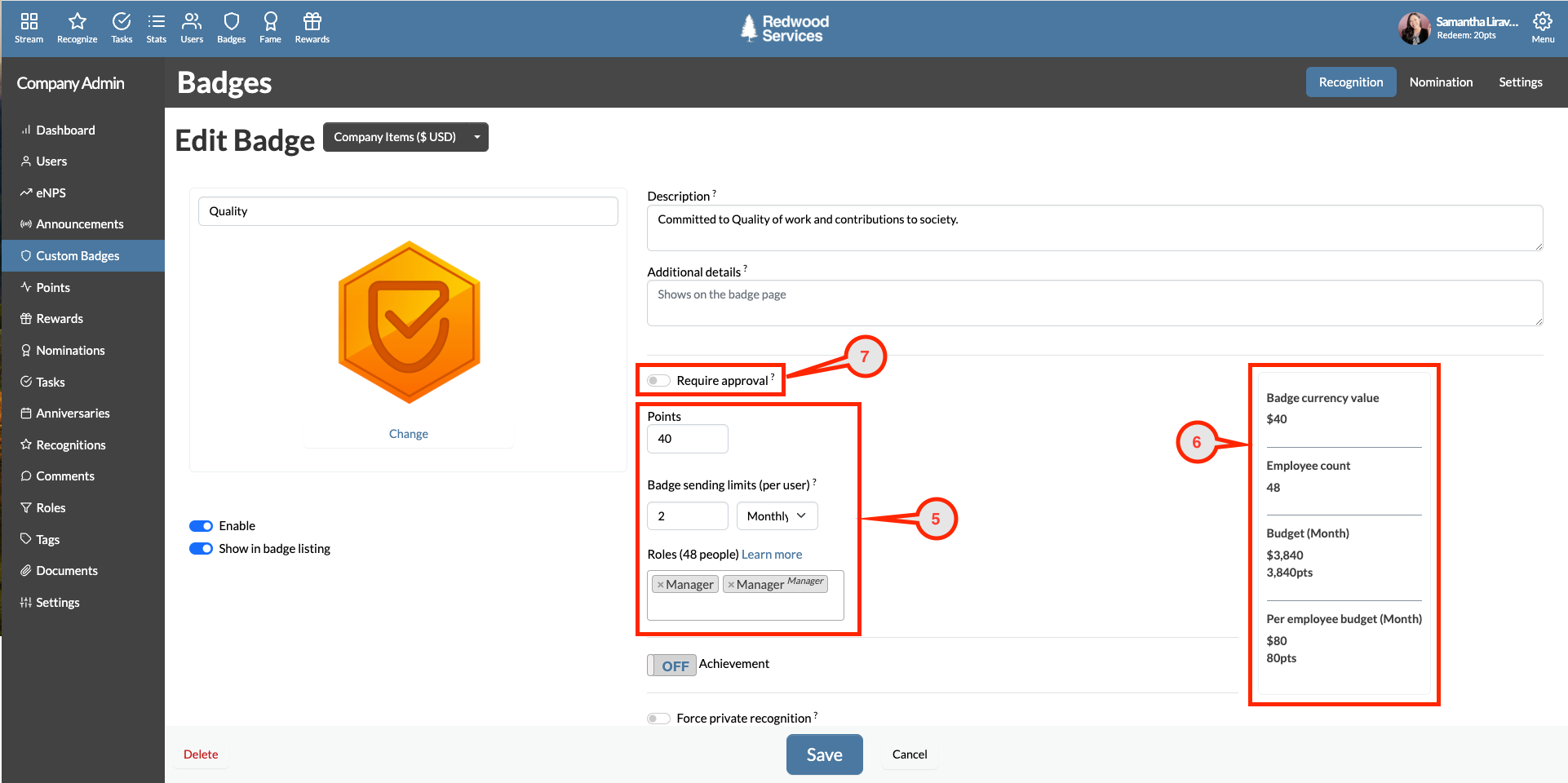 Badges: Step-by-Step Instructions – Recognize