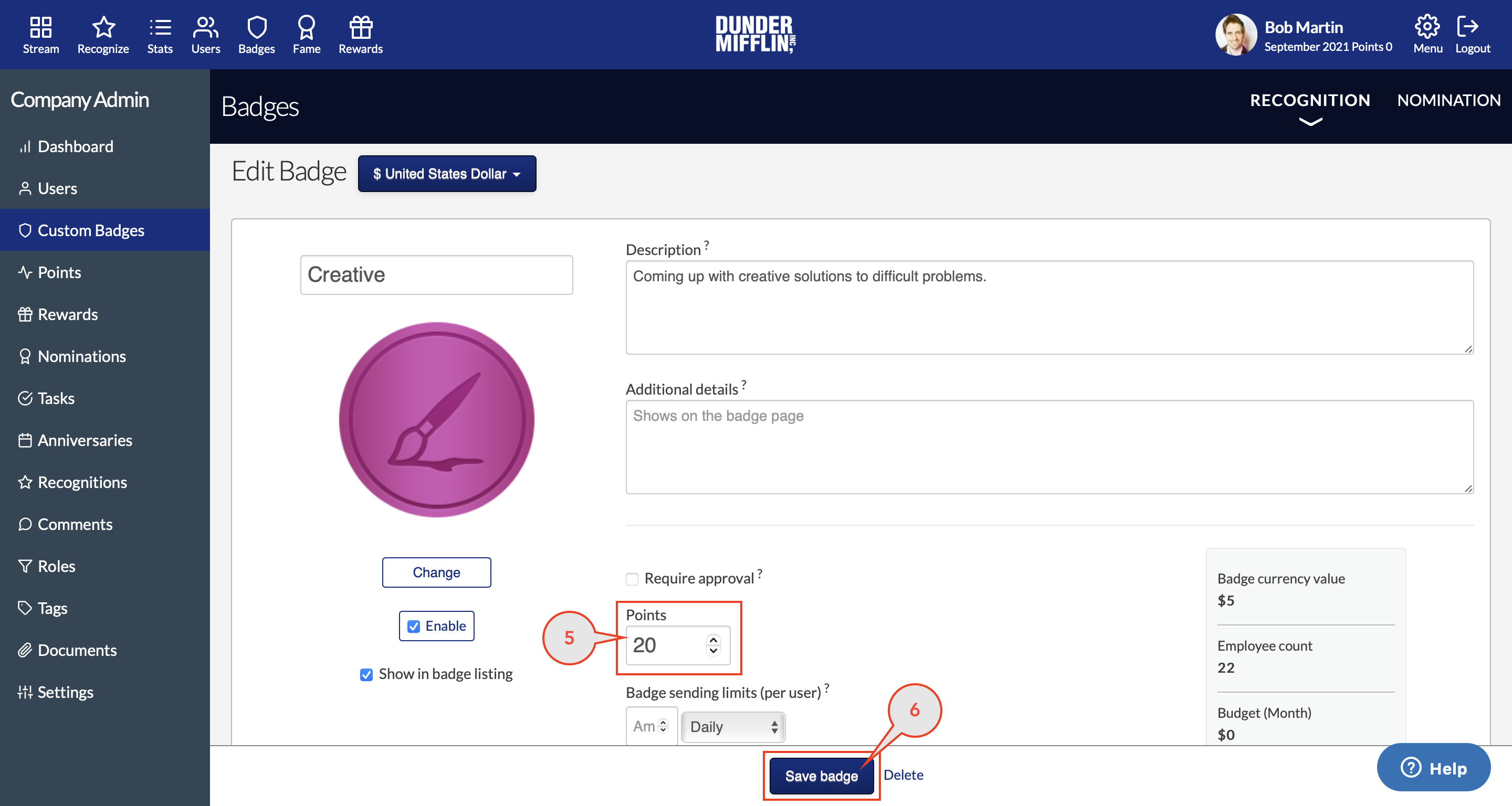 Badges: Step-by-Step Instructions – Recognize