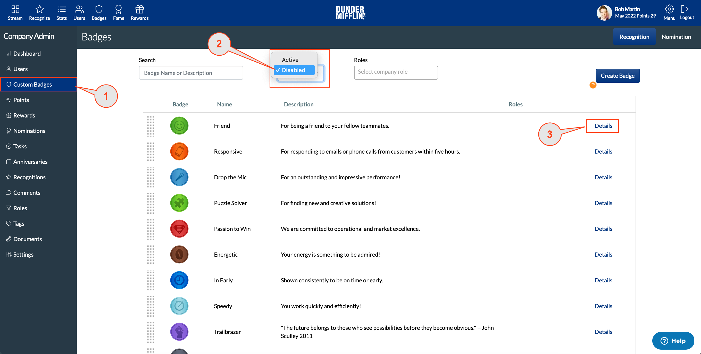 Badges: Step-by-Step Instructions – Recognize