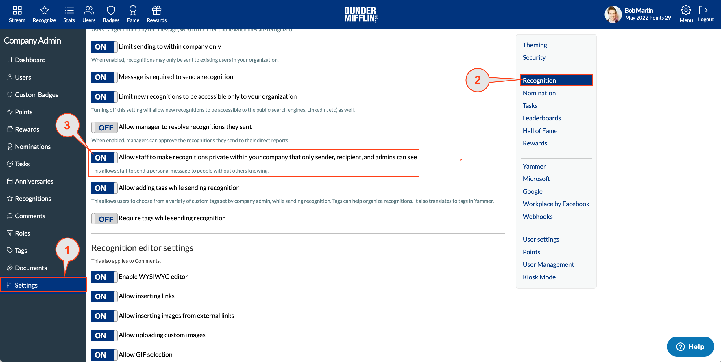 Badges: Step-by-Step Instructions – Recognize