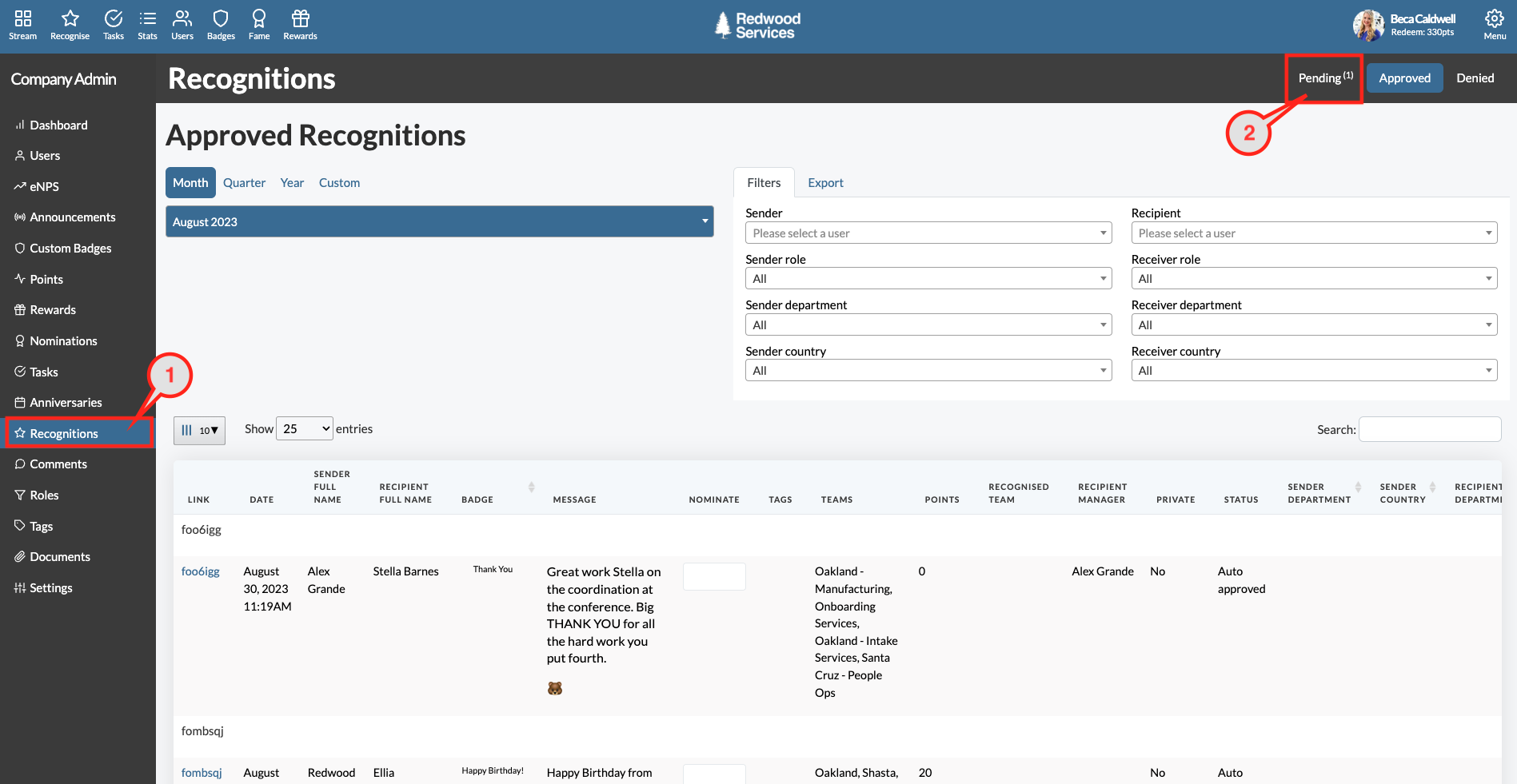 Badges: Step-by-Step Instructions – Recognize