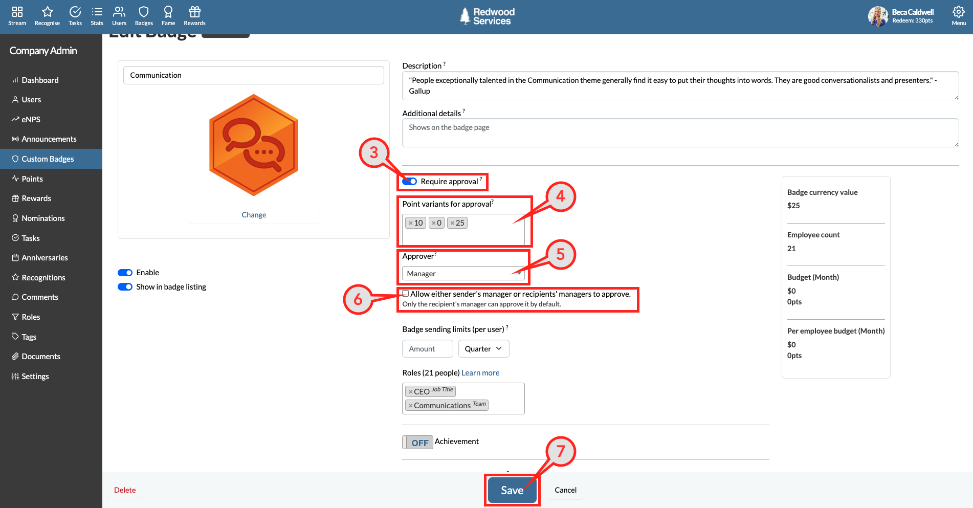 Badges: Step-by-Step Instructions – Recognize