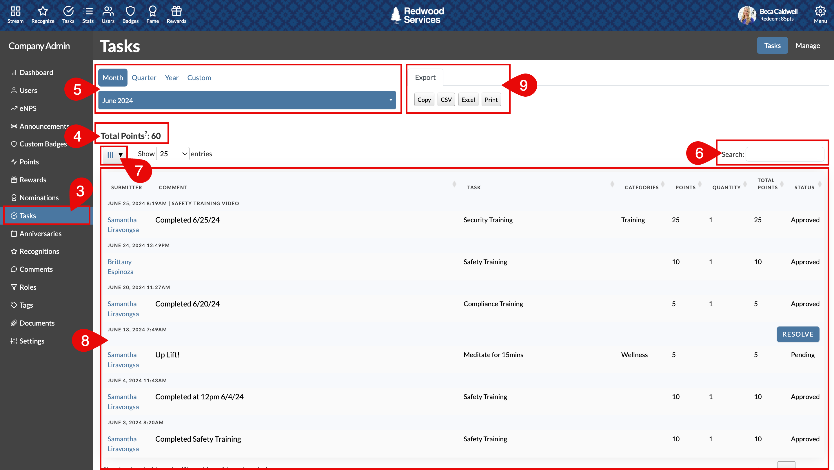 Running Reports as a Company Admin – Recognize
