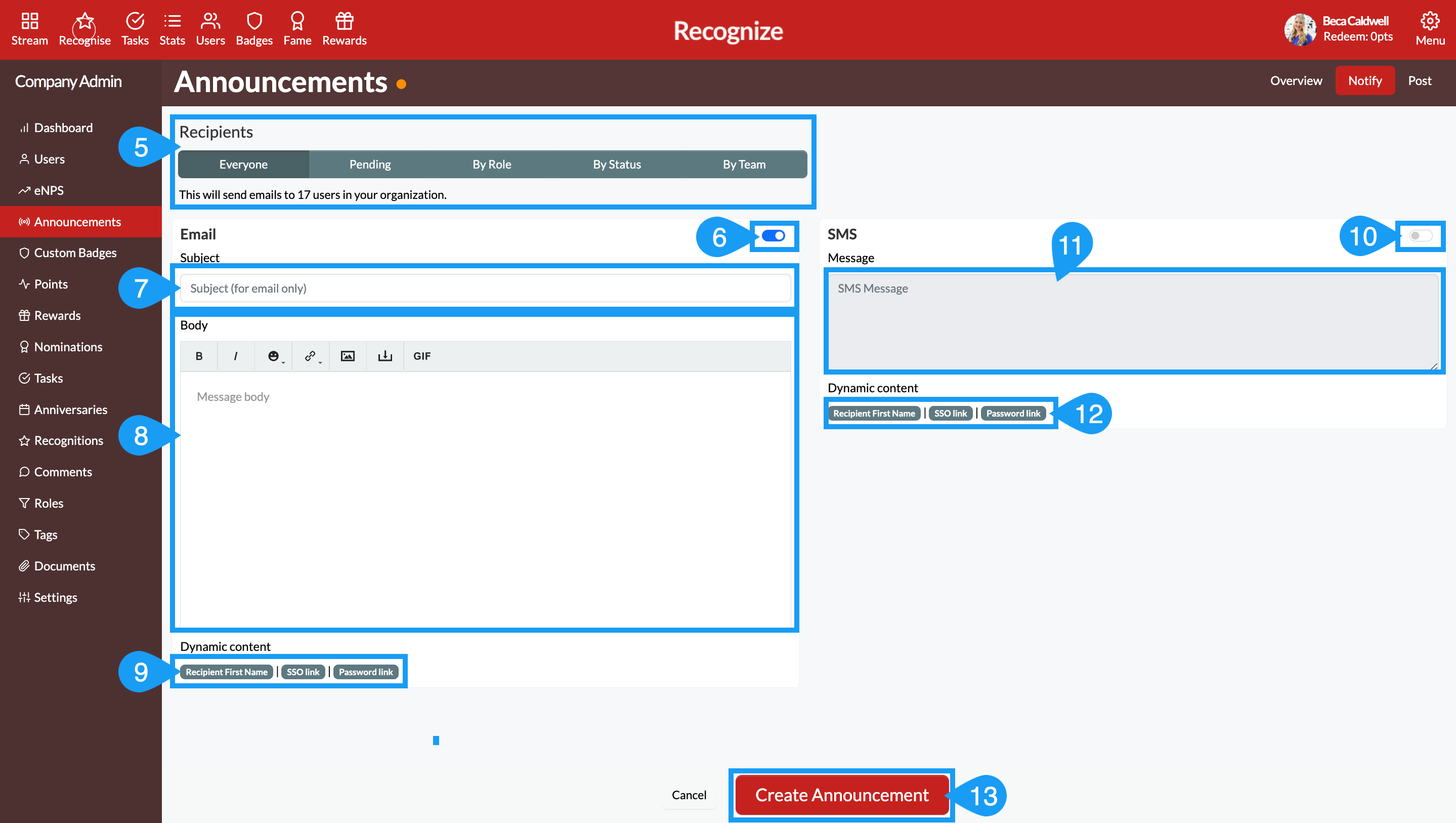 Announcements: Step-by-Step Instructions – Recognize