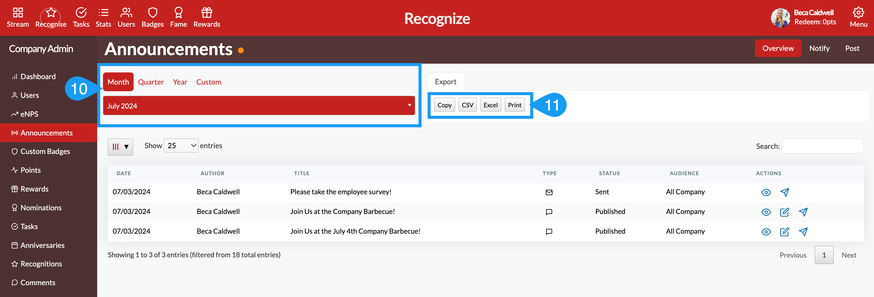 Announcements: Step-by-Step Instructions – Recognize