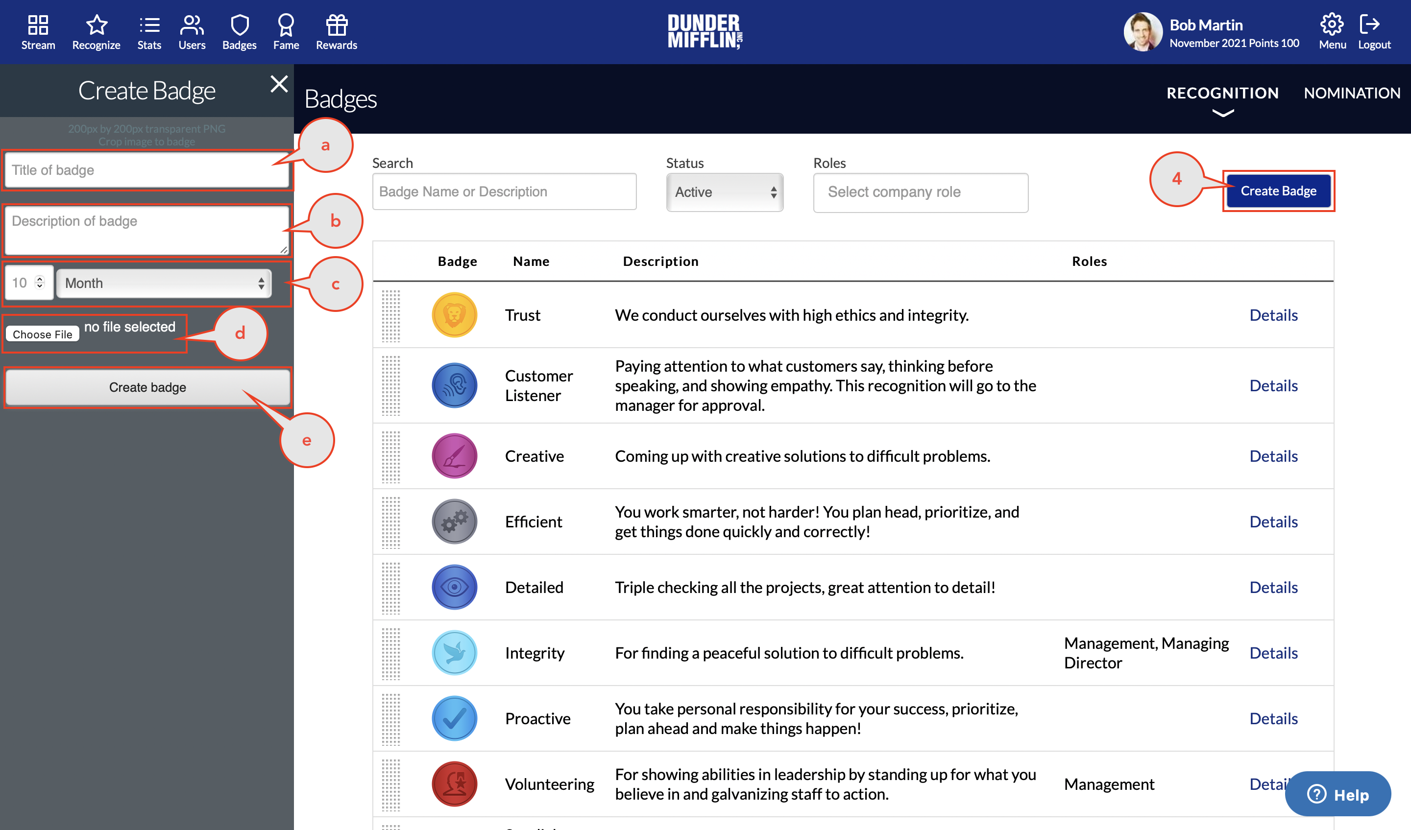 Badges: Step-by-Step Instructions – Recognize