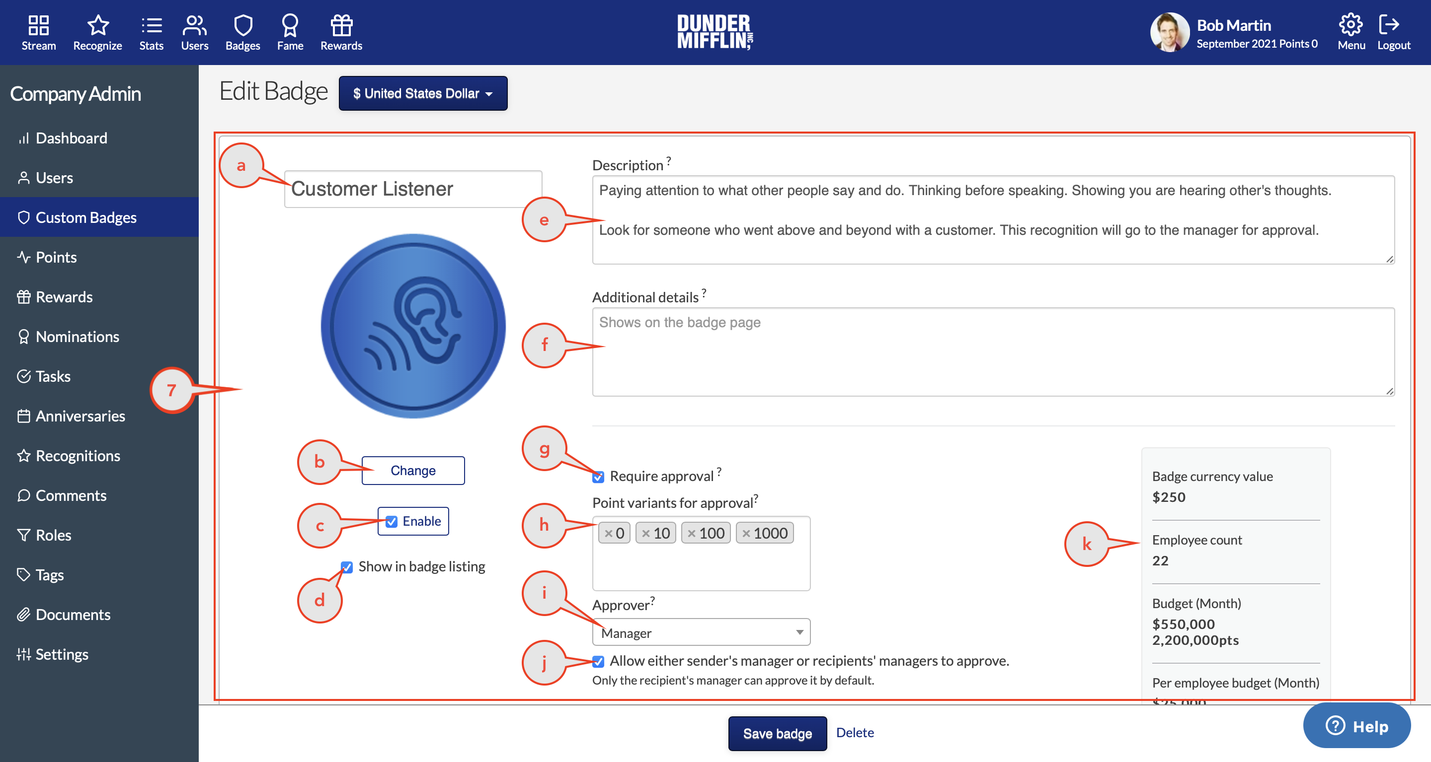Badges: Step-by-Step Instructions – Recognize