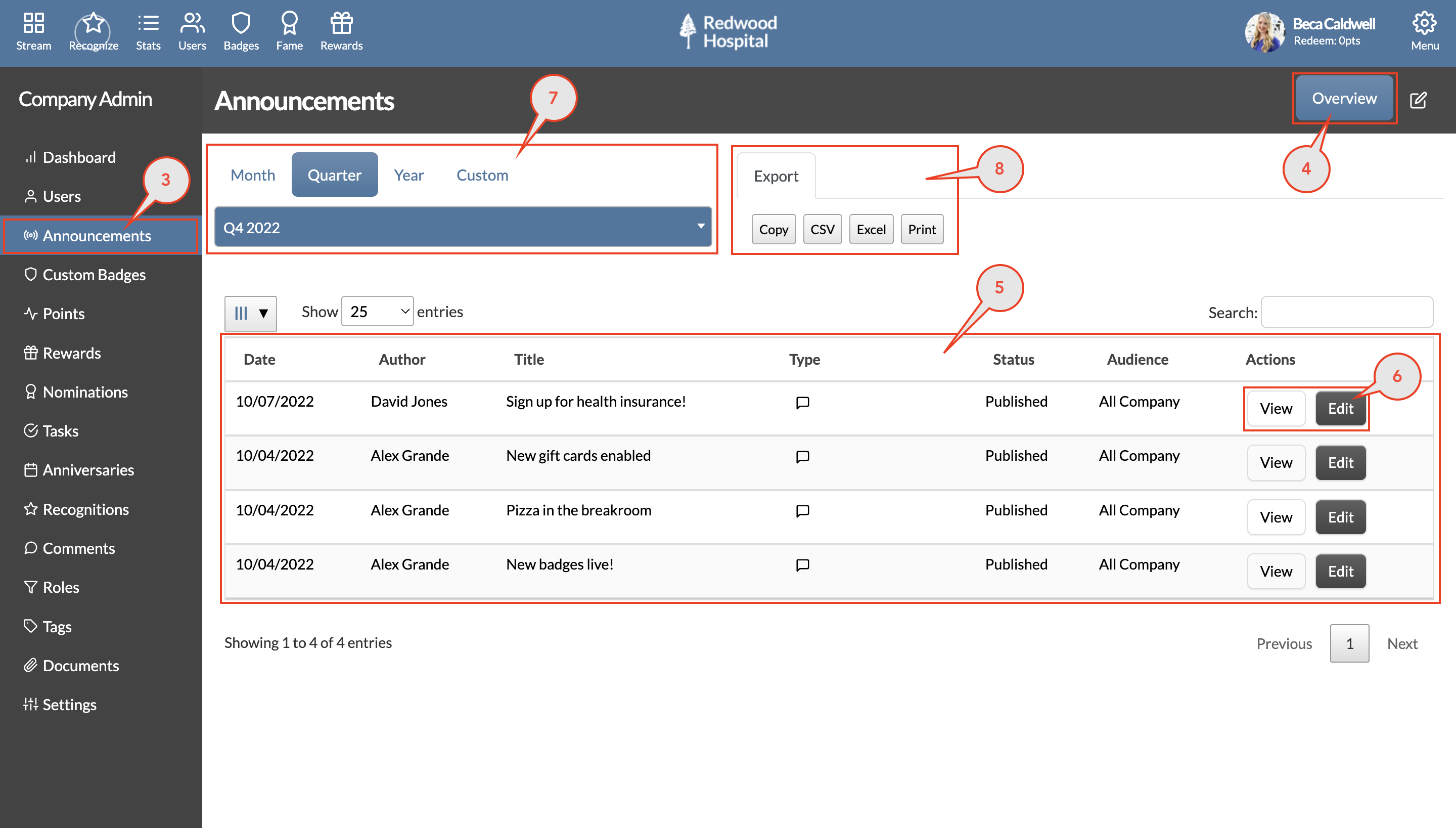 Announcements: Step-by-Step Instructions – Recognize