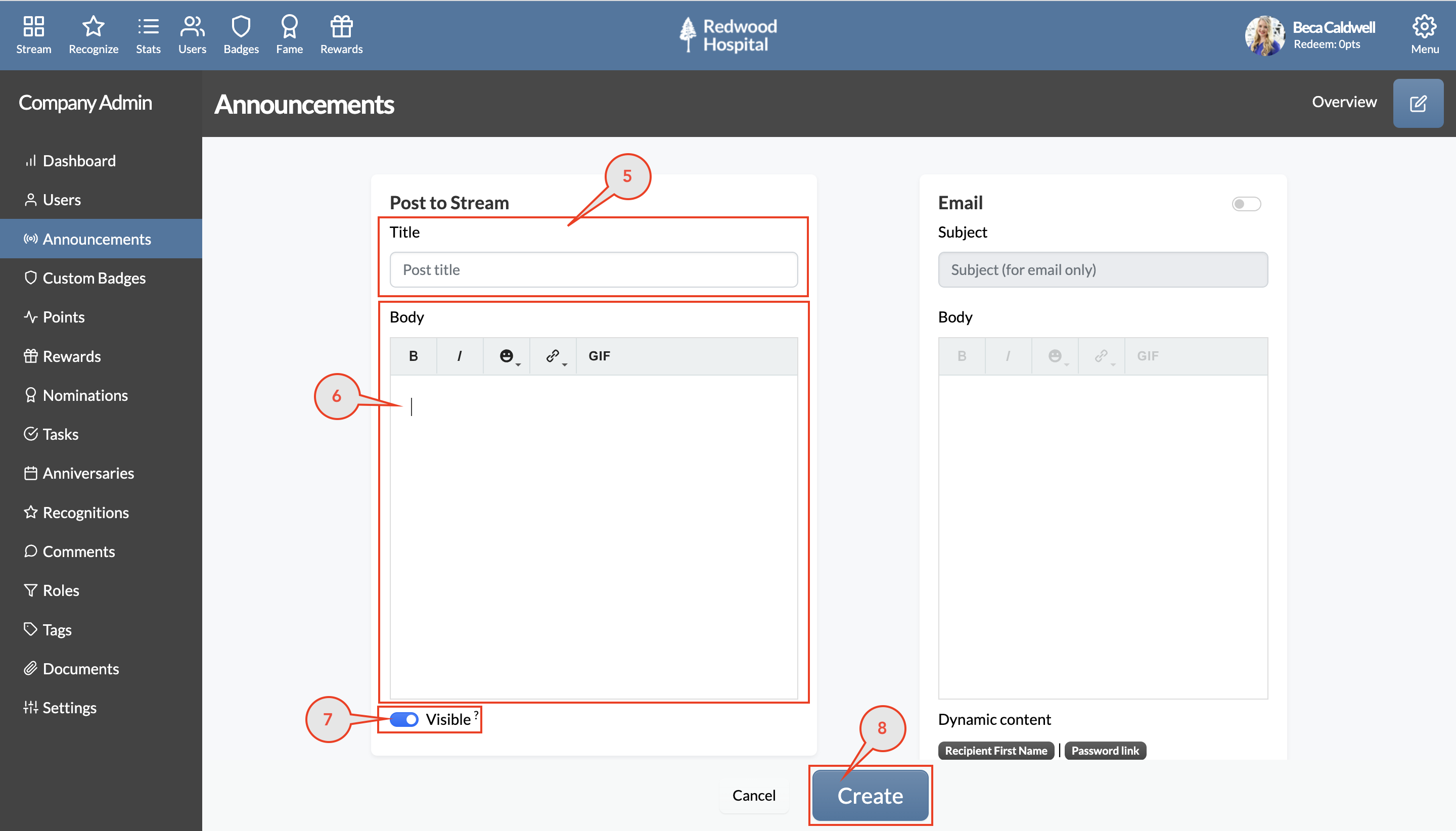 Announcements: Step-by-Step Instructions – Recognize