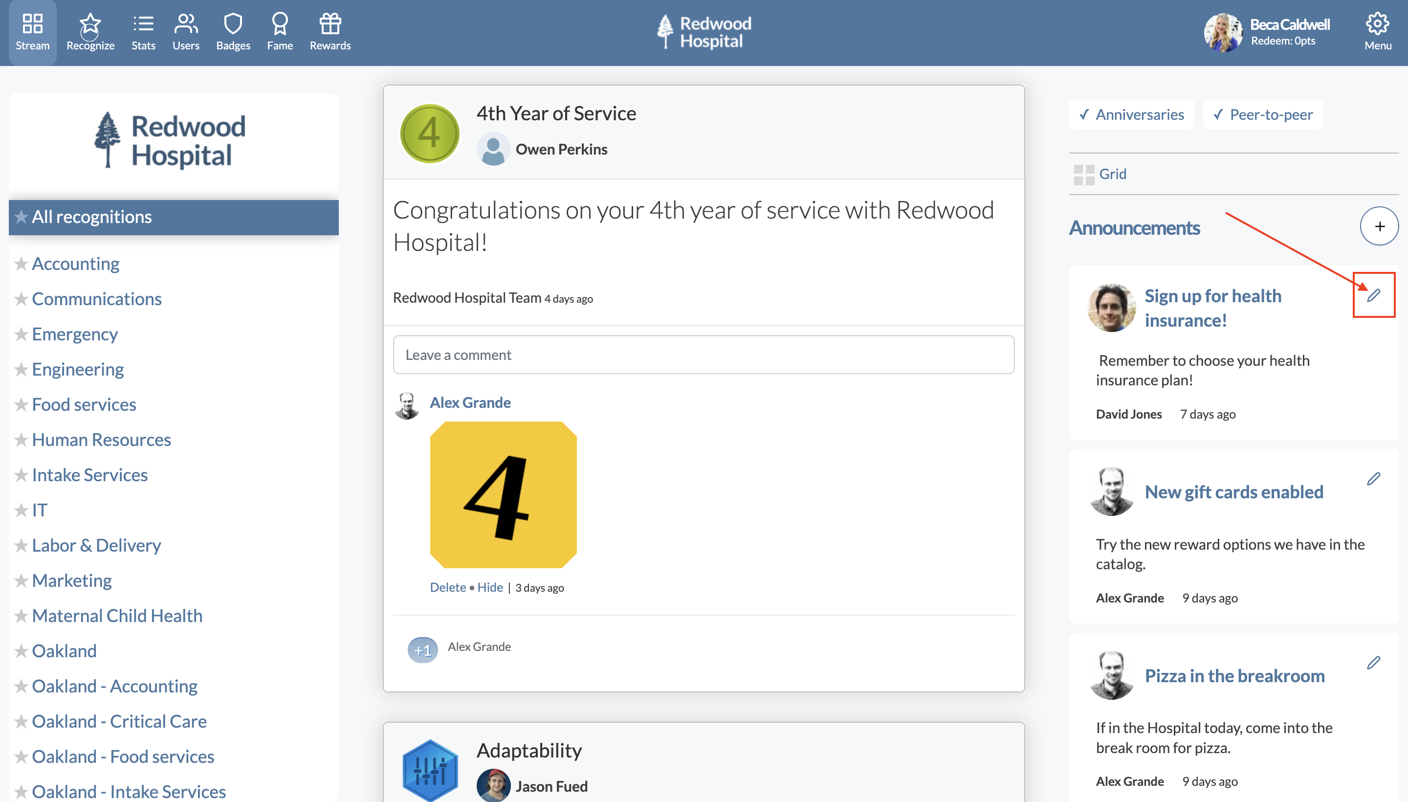Announcements: Step-by-Step Instructions – Recognize