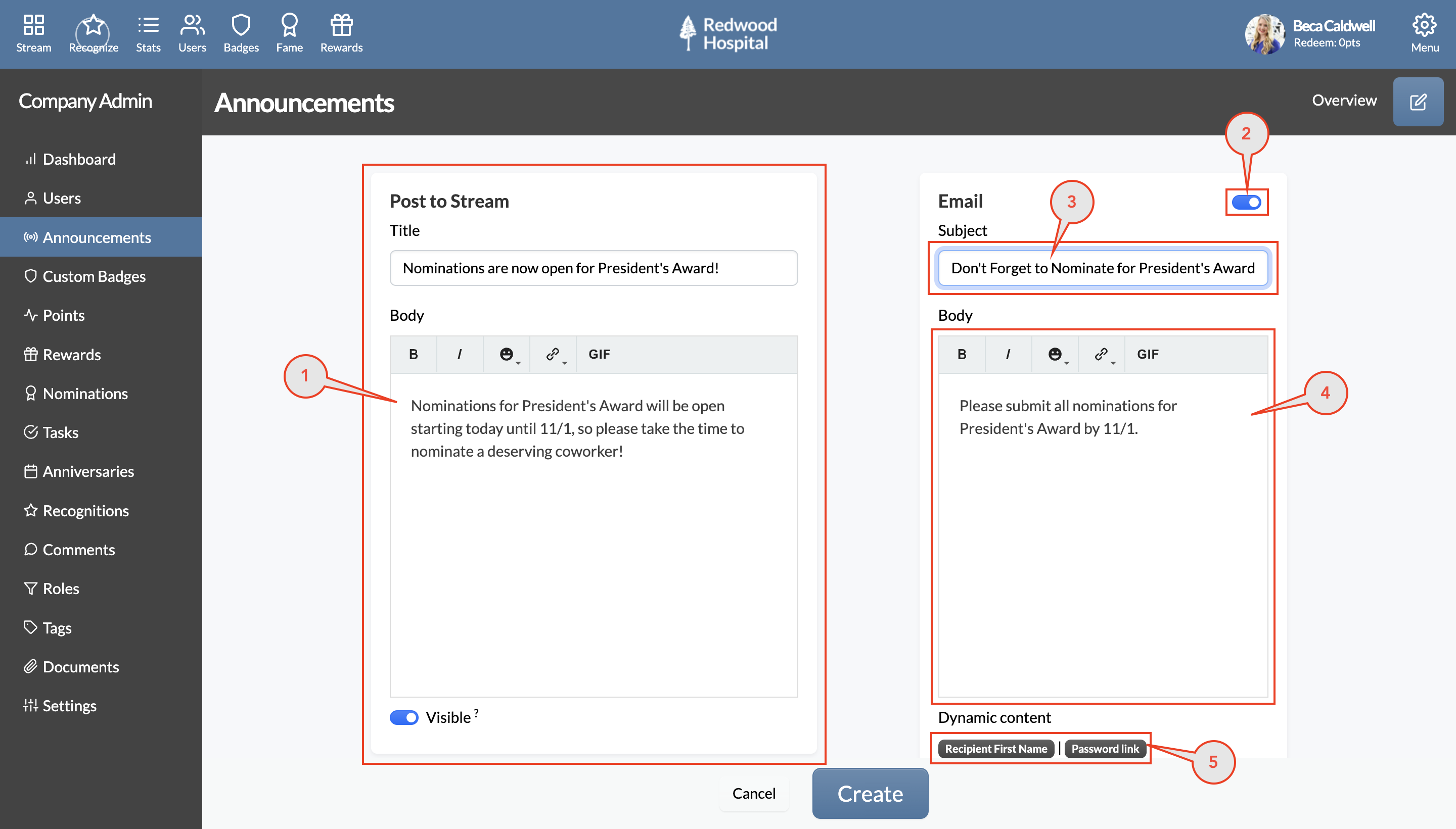 Announcements: Step-by-Step Instructions – Recognize